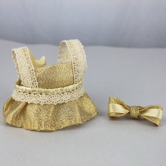 Labubu | Toys | Handcrafted Shiny Gold Labubu Dress With Matching Bow ...